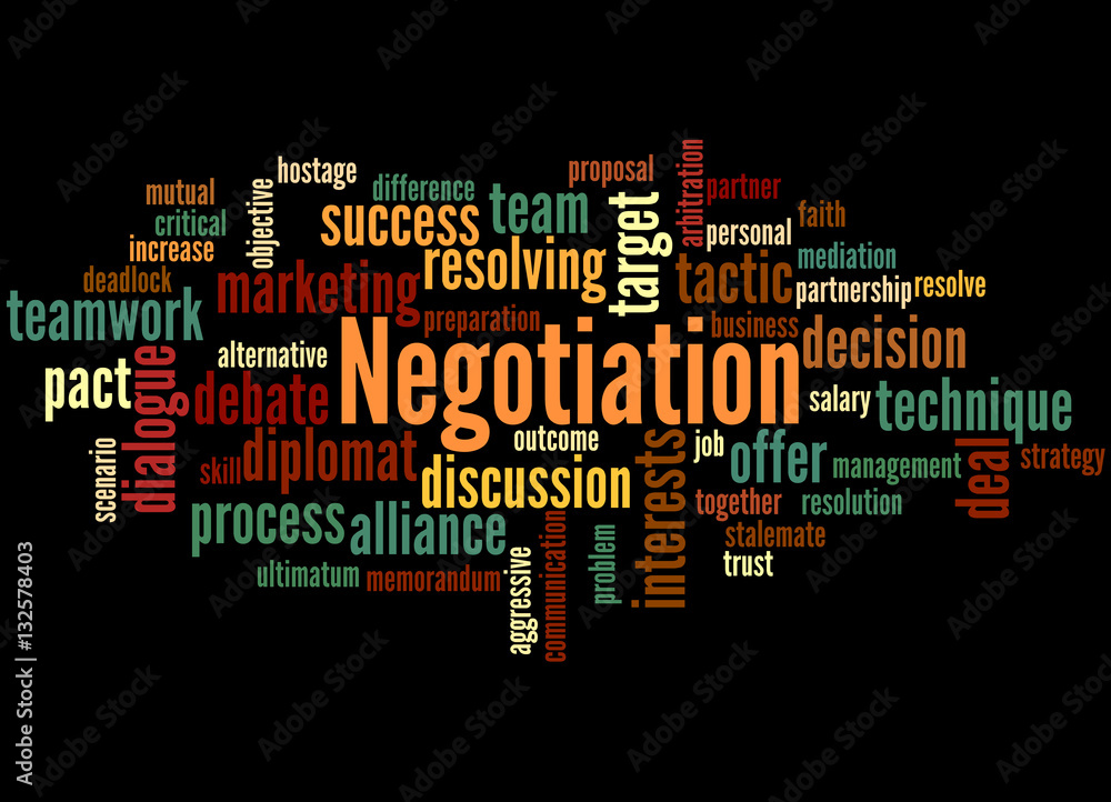 Negotiation, word cloud concept 5 Stock Illustration | Adobe Stock