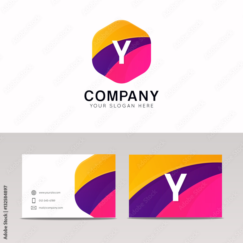 Abstract flat hexagon shape Y logo letter iconic sign vector des Stock ...