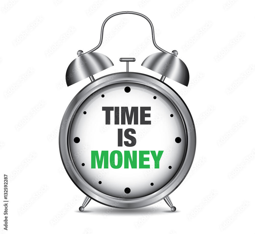 Time is Money on retro alarm clock vector illustration Stock Vector ...