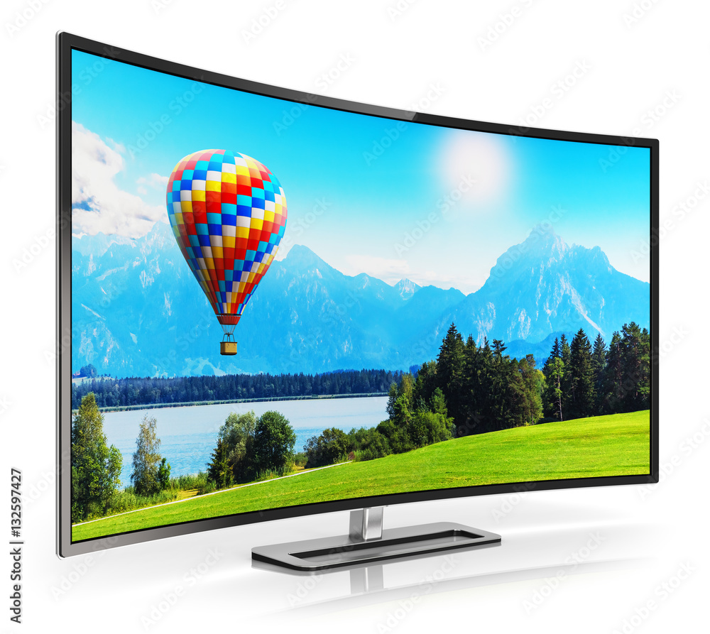 Modern curved 4K UltraHD TV Stock Illustration | Adobe Stock