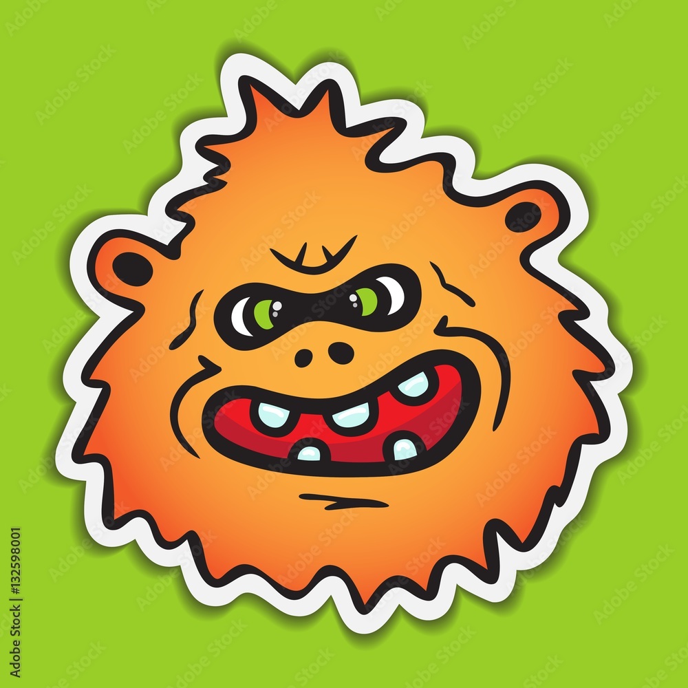 Cartoon Monster Face. Avatar Icon. Vector Sticker. Stock Vector | Adobe ...