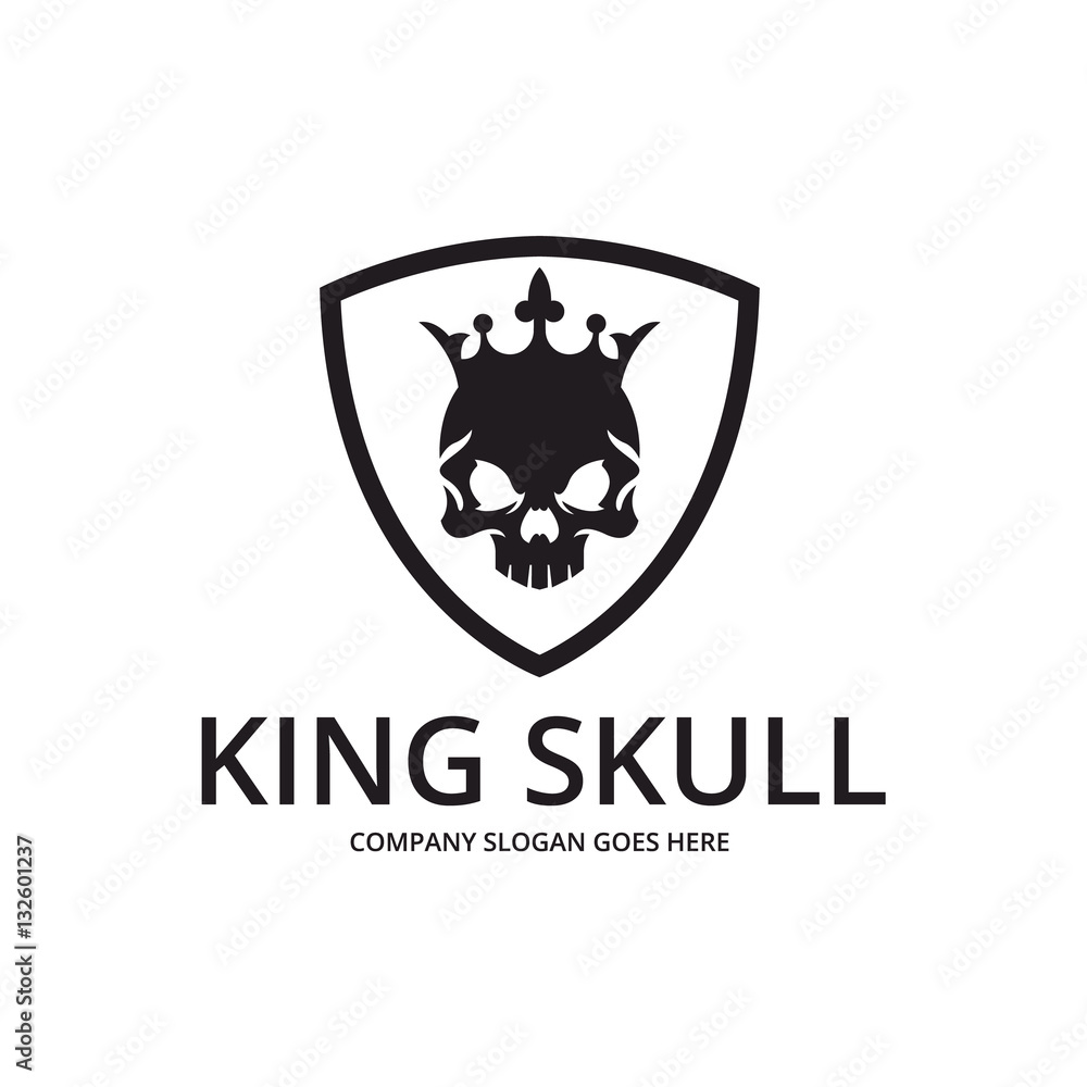 King skull. Skull shield logo Stock Vector | Adobe Stock