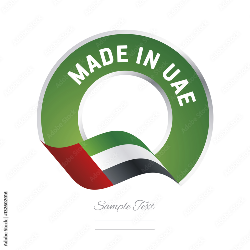 Made in UAE flag green color label button banner Stock Vector | Adobe Stock
