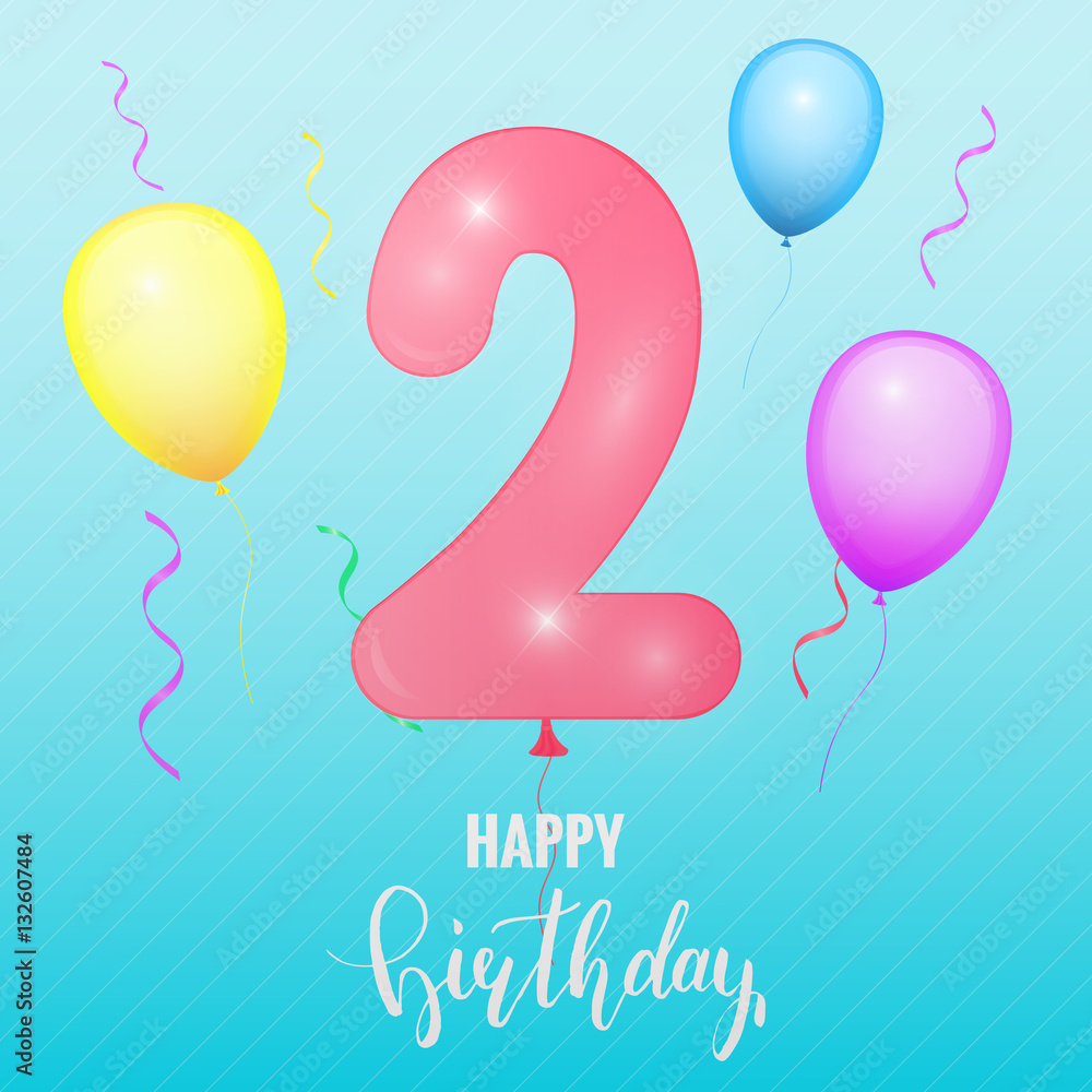 Birthday anniversary card. Balloon number two Stock Vector | Adobe Stock