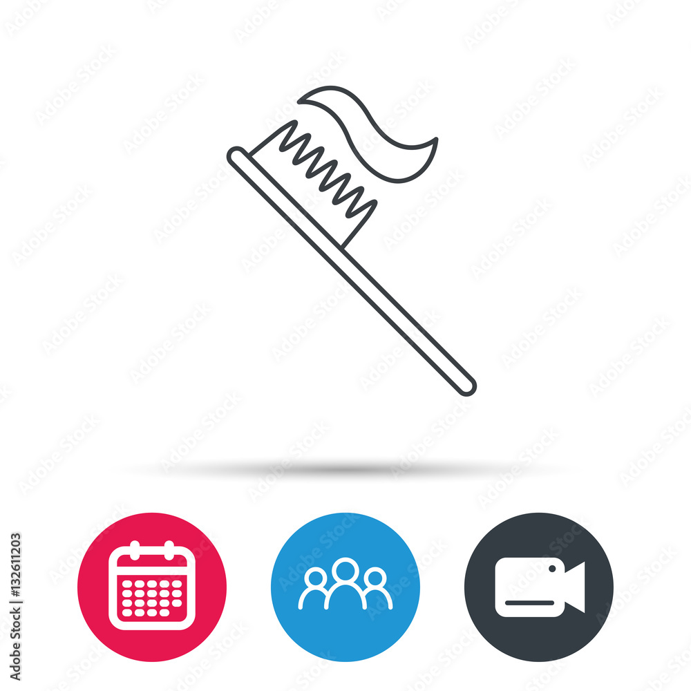 Vetor de Toothbrush icon. Toothpaste sign. Dental oral cleaning symbol ...