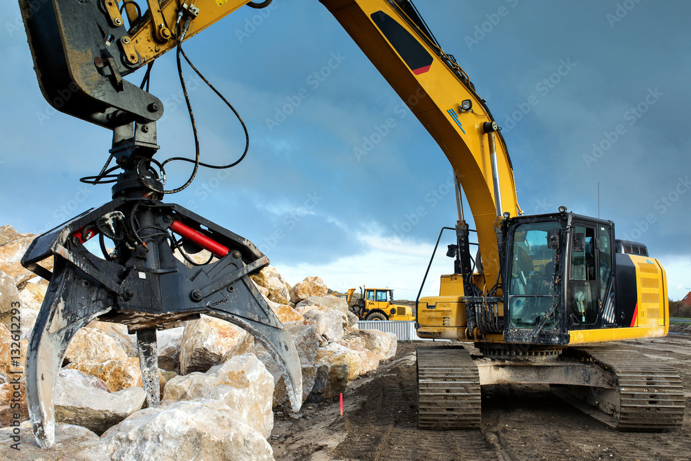 grue et son grappin en action Stock-Foto | Adobe Stock
