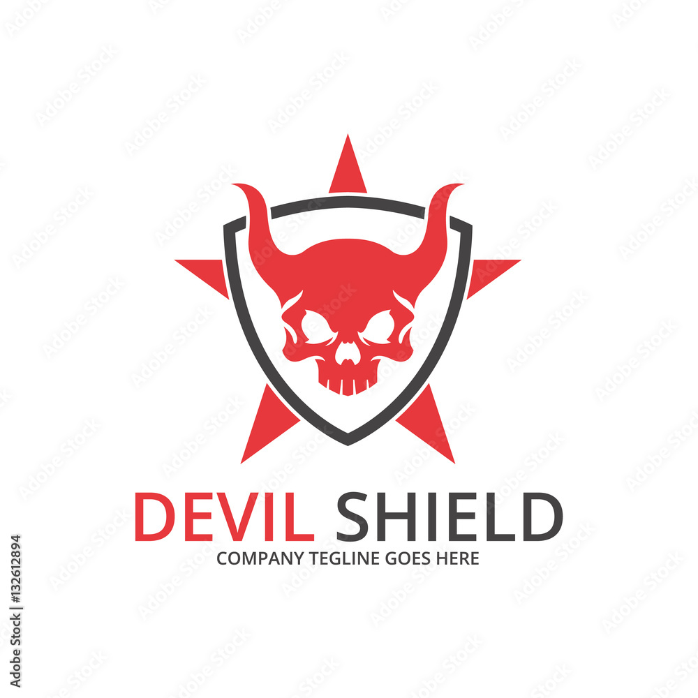 Devil shield. Skull shield logo Stock Vector | Adobe Stock