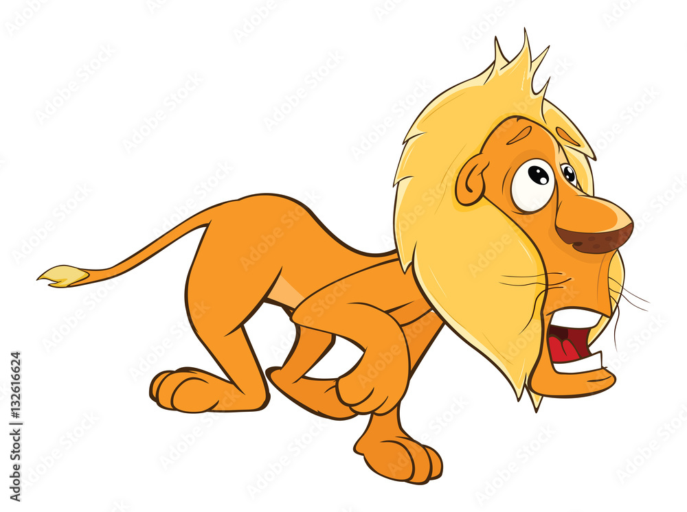 Illustration of a Funny Yellow Lion. Cartoon Character Stock Vector ...