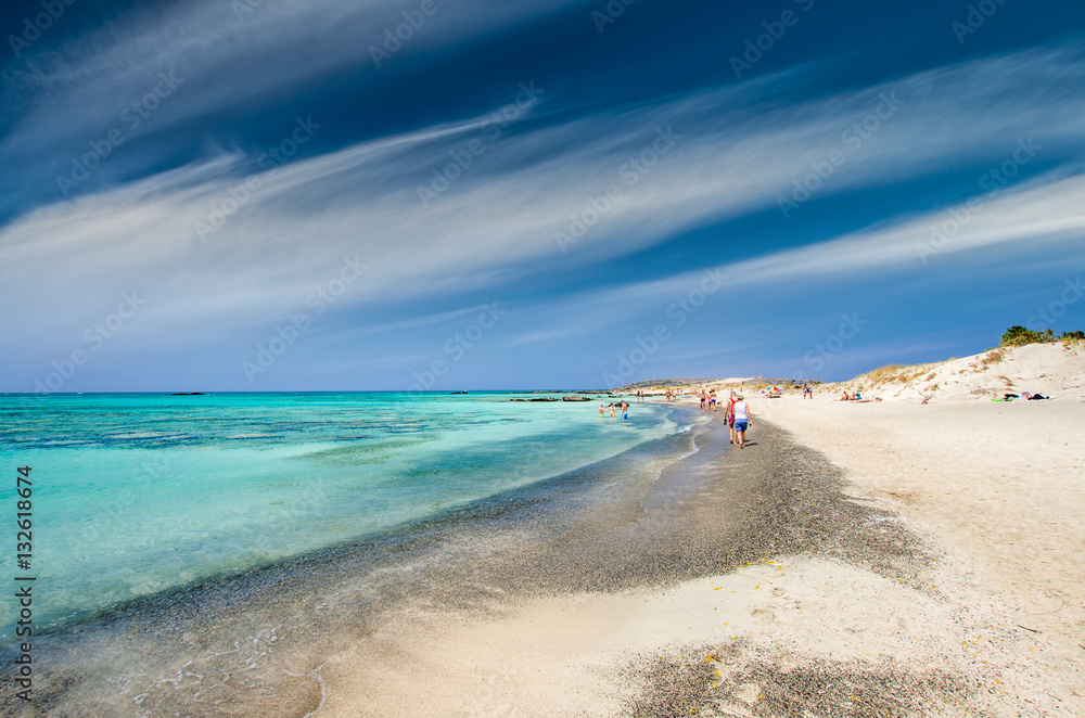 Elafonissi Lagoon, Crete Island, Greece. Elafonisi beach is one of the ...