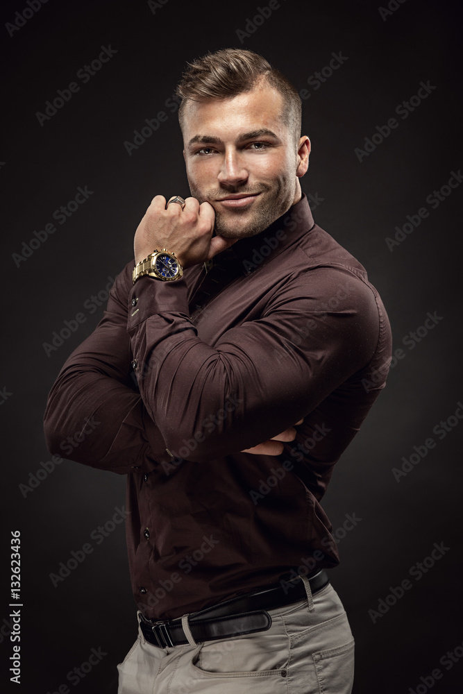 Muscular rich business man portrait Stock Photo | Adobe Stock
