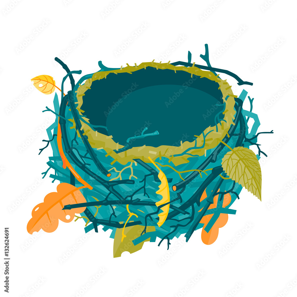 Blue and green autumn empty nest vector illustration Stock Vector ...