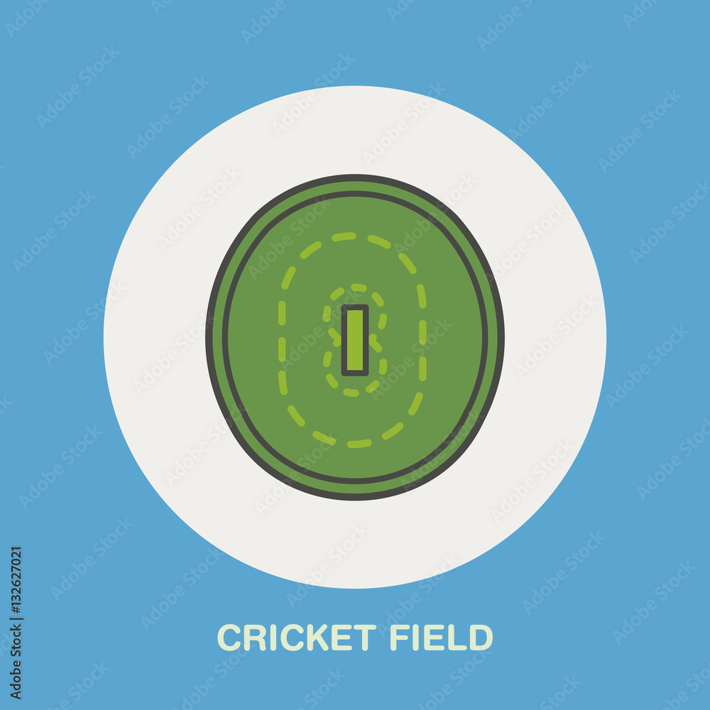 Cricket vector line icon. Field sign. Sport competition illustration ...