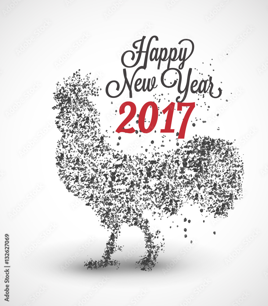 Fire rooster 2017. The symbol of the Chinese New Year . particle ...