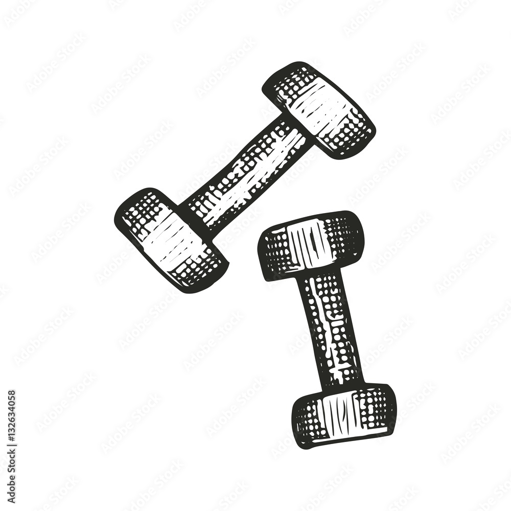 women dumbbell drawing. vector illustration Stock Vector | Adobe Stock