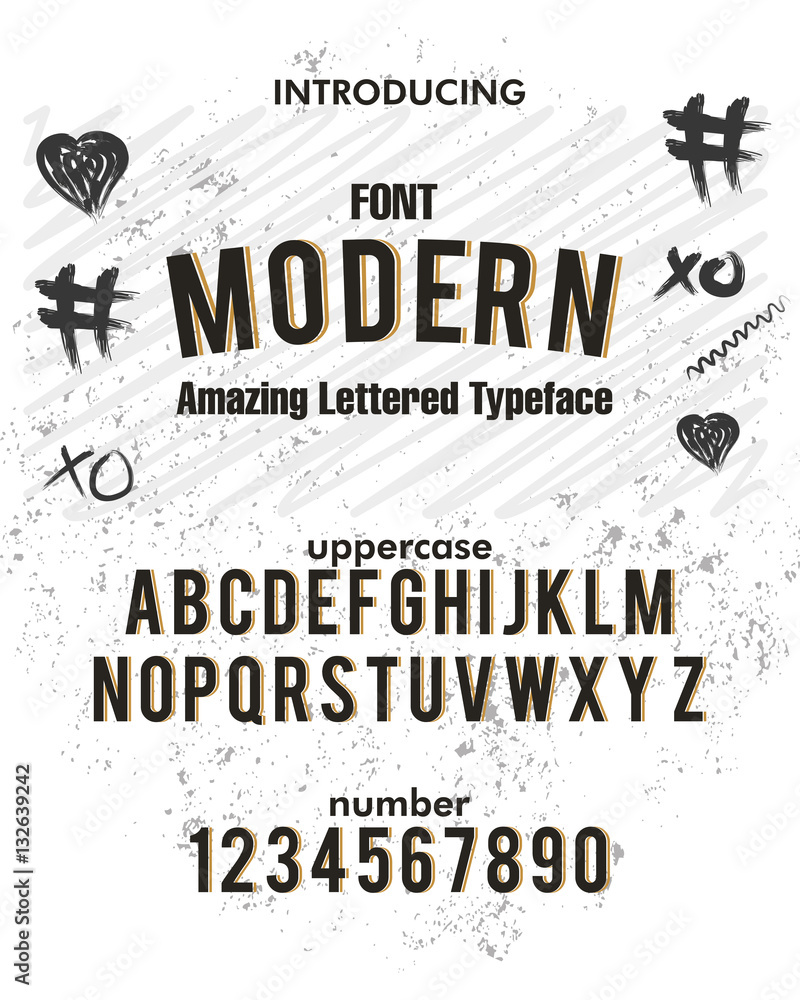 Typeface. Label. Modern typeface, labels and different type designs ...