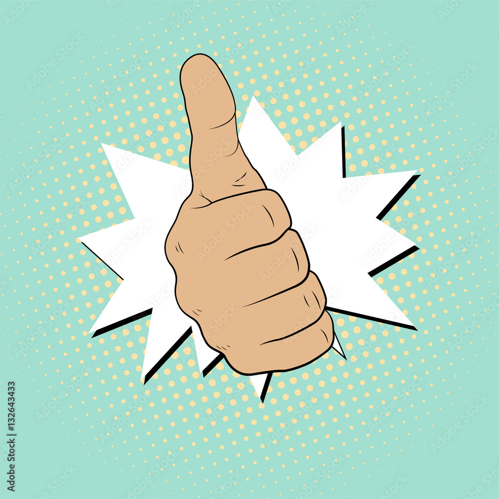 Gesture Like. Thumbs up . Illustration in pop art style Stock Vector ...