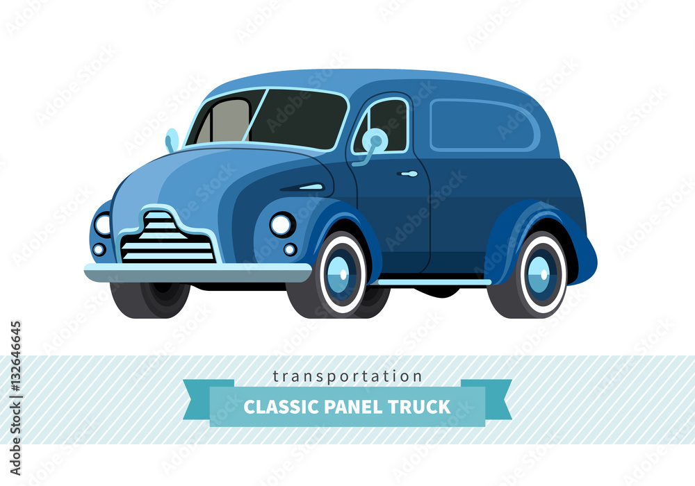 Classic panel truck front side view Stock-Vektorgrafik | Adobe Stock