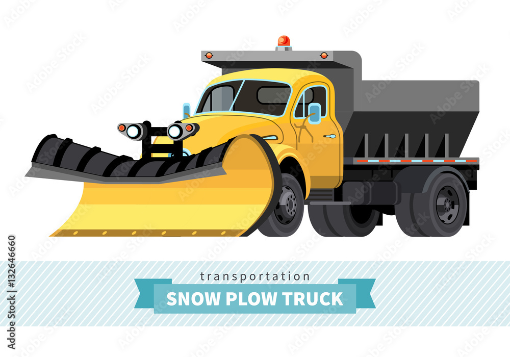 Classic snow plow truck front side view Stock Vector | Adobe Stock