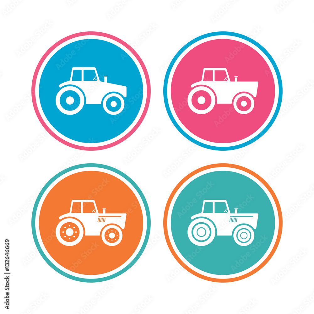Tractor icons. Agricultural industry transport. Stock Vector | Adobe Stock