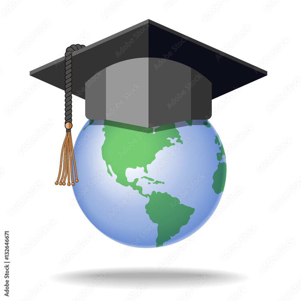 Graduation cap on earth globe Stock Vector | Adobe Stock