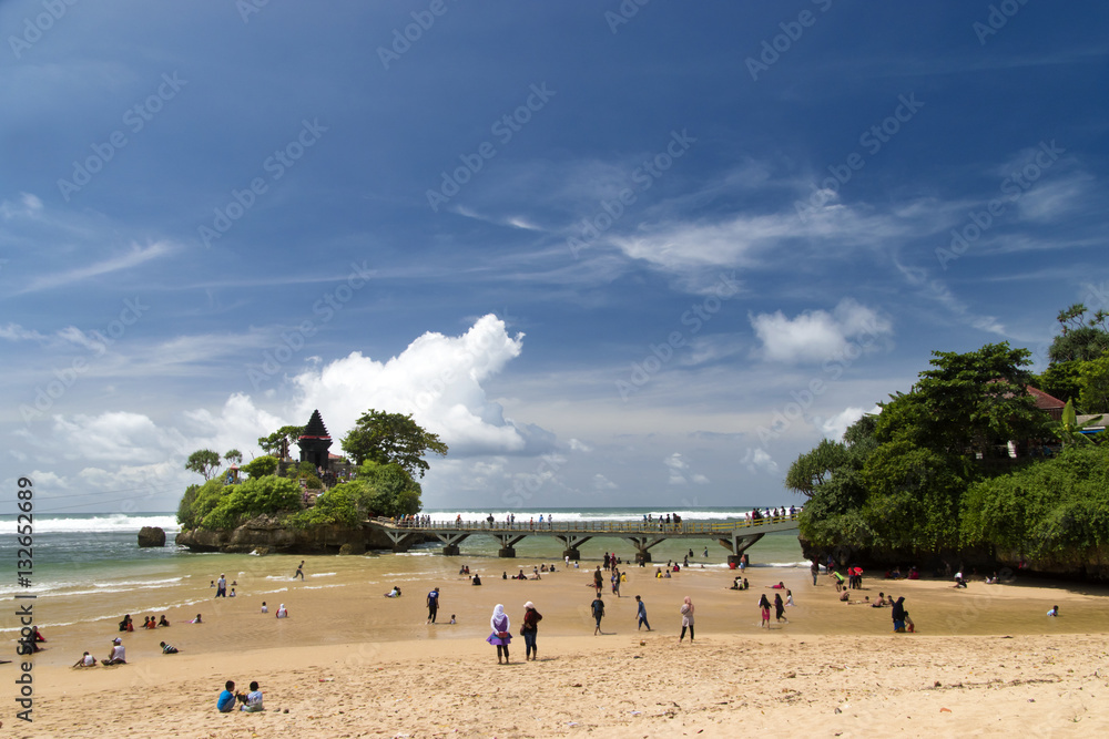 Hindu temple in Balekambang Beach, Malang, East Java, Indonesia Stock ...