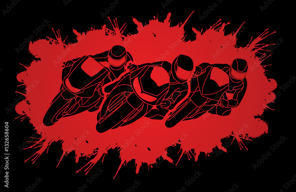Motorcycles racing designed on splatter blood background graphic vector ...