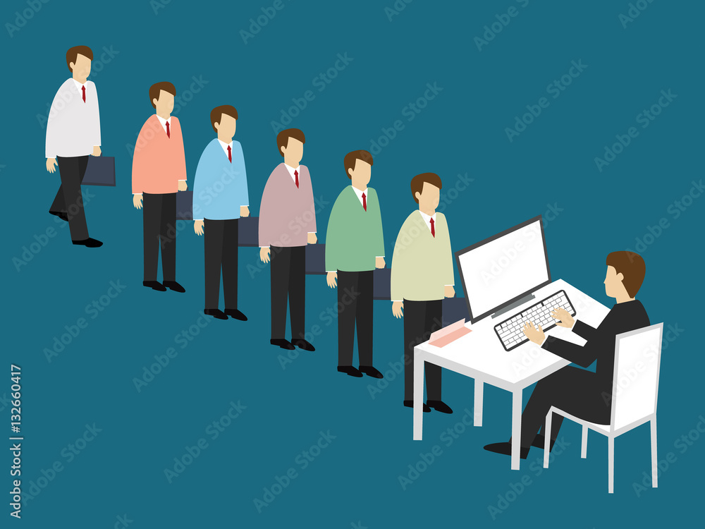 Business men line up to apply for a job. Job Application concept ...