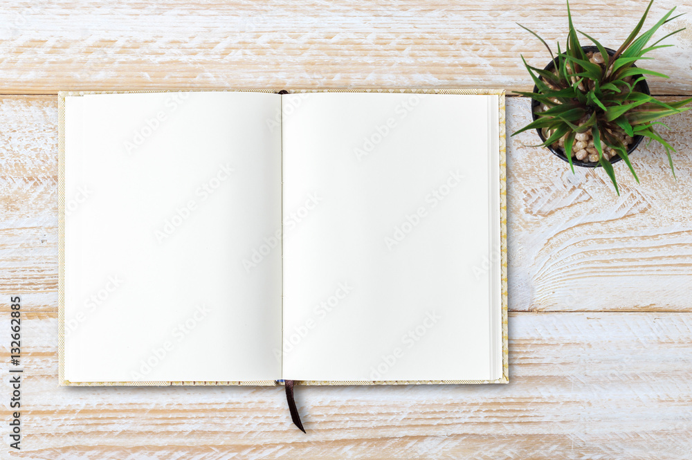 Blank open notebook, Business template mock up for adding your t Stock ...