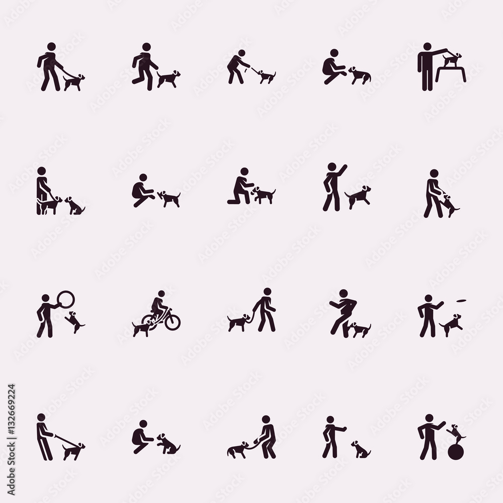Stick figures. Man with dog Stock Vector | Adobe Stock