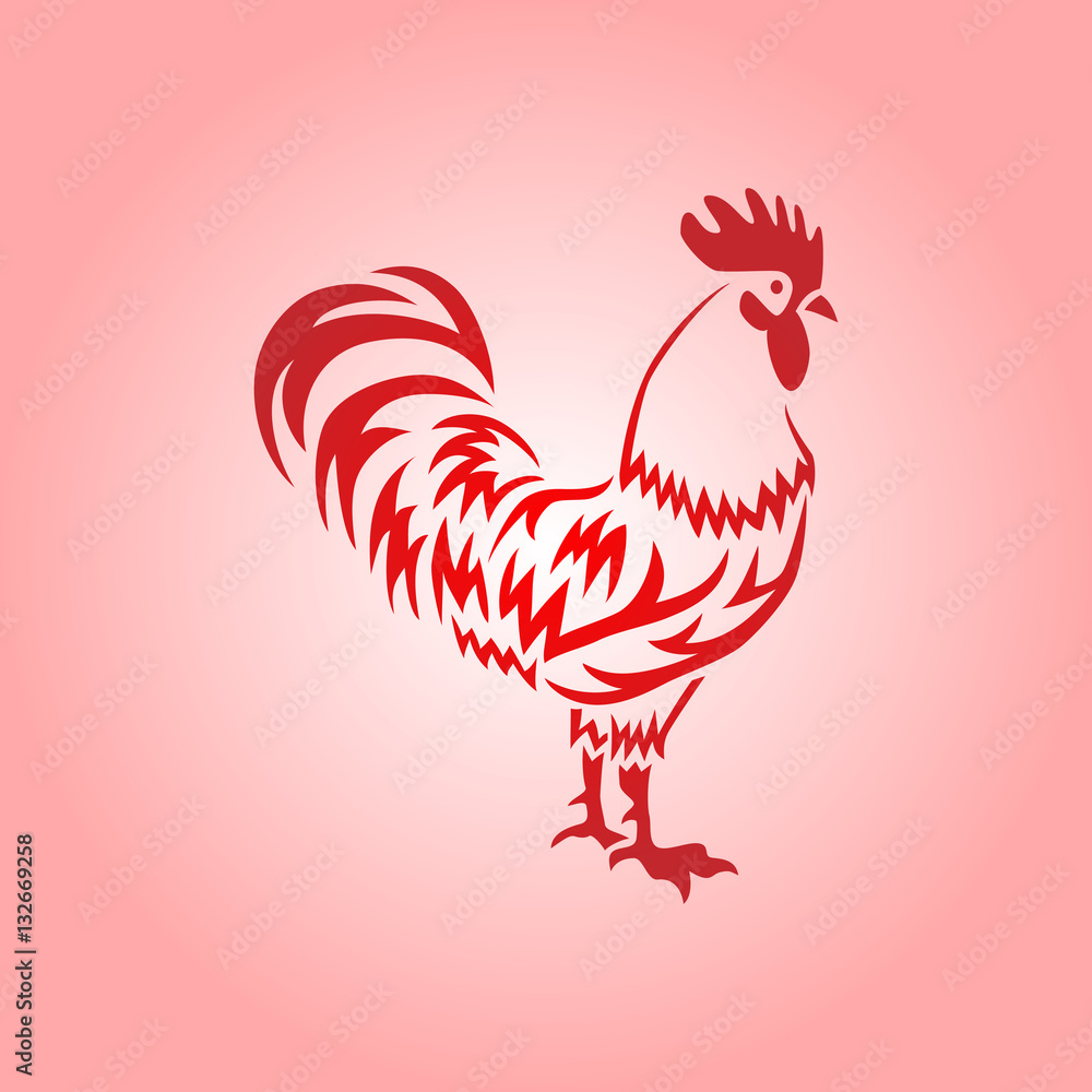 Red rooster. Vector illustration Stock Vector | Adobe Stock