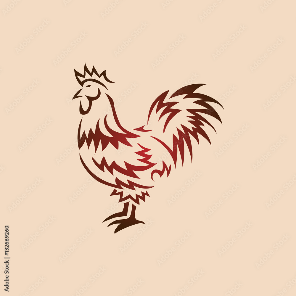 Red rooster vector illustration Stock Vector | Adobe Stock
