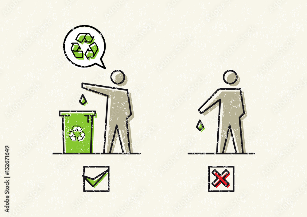 Man drops garbage vector illustration. Silhouettes of a man, who throws ...