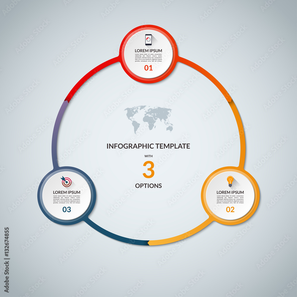 Infographic circle with 3 options. Round chart for business ...