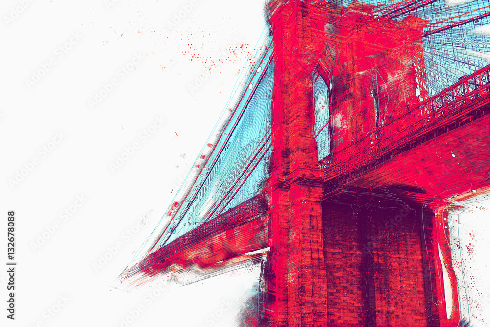 brooklyn bridge abstract art, brooklyn bridge creative artwork ...