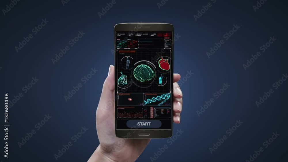 Touching health care diagnosis application on mobile, smart phone ...