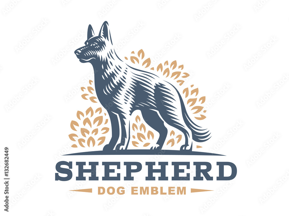 Shepherd dog logo - vector illustration Stock Vector | Adobe Stock