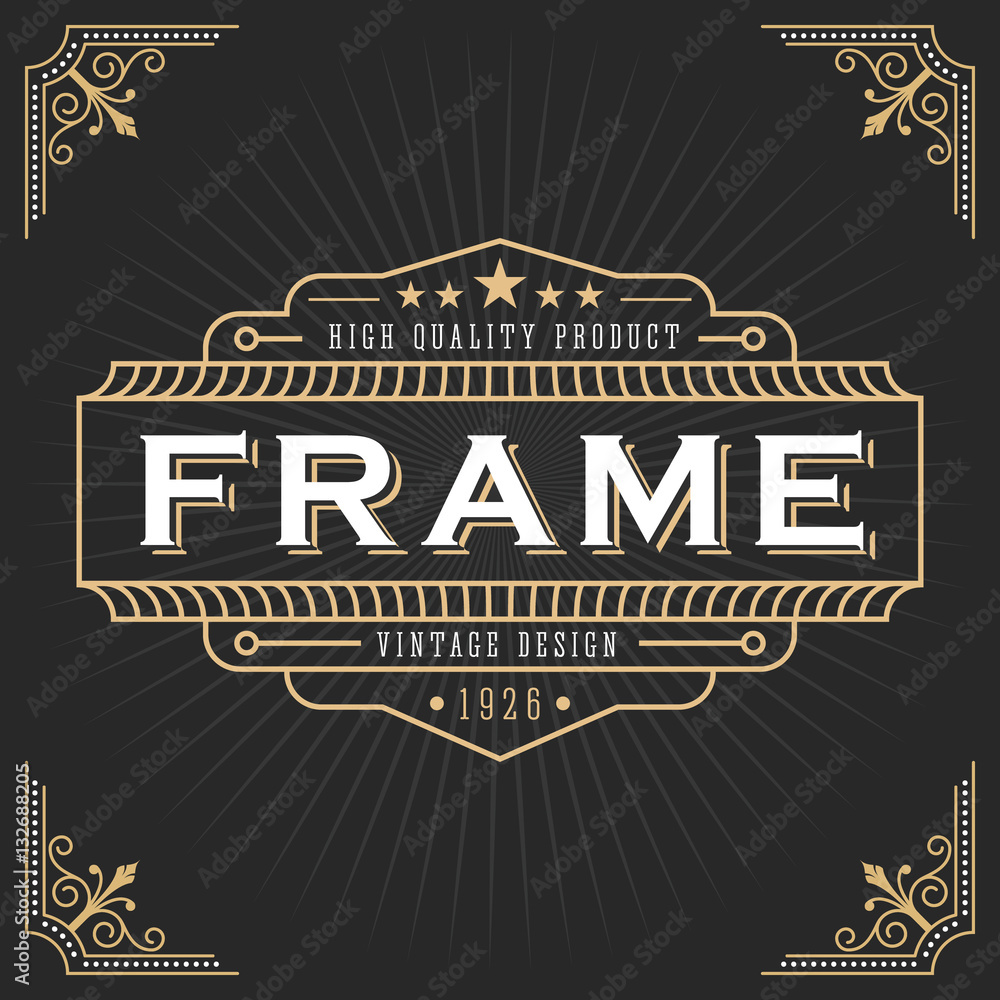 Vintage line frame design for labels, banner, logo, emblem, apparel, t ...