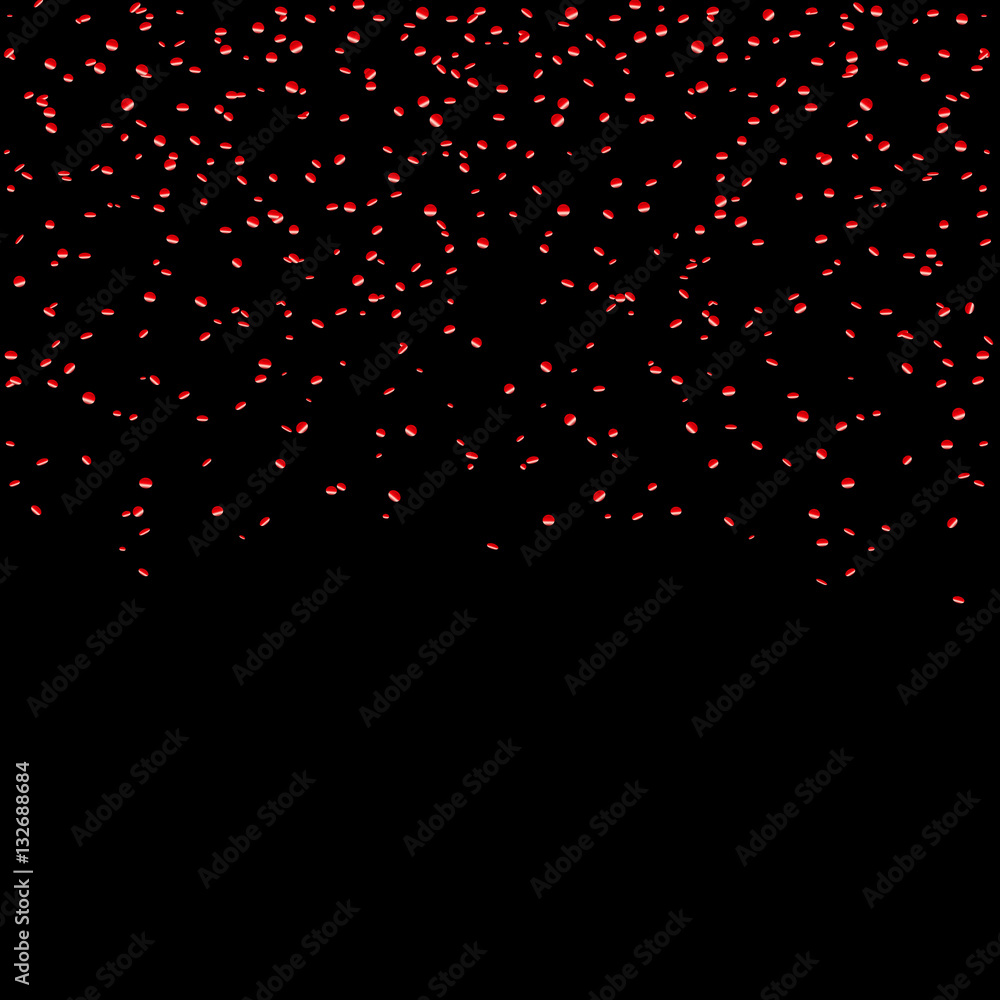 Red confetti celebration isolated on black background. Falling colorful ...
