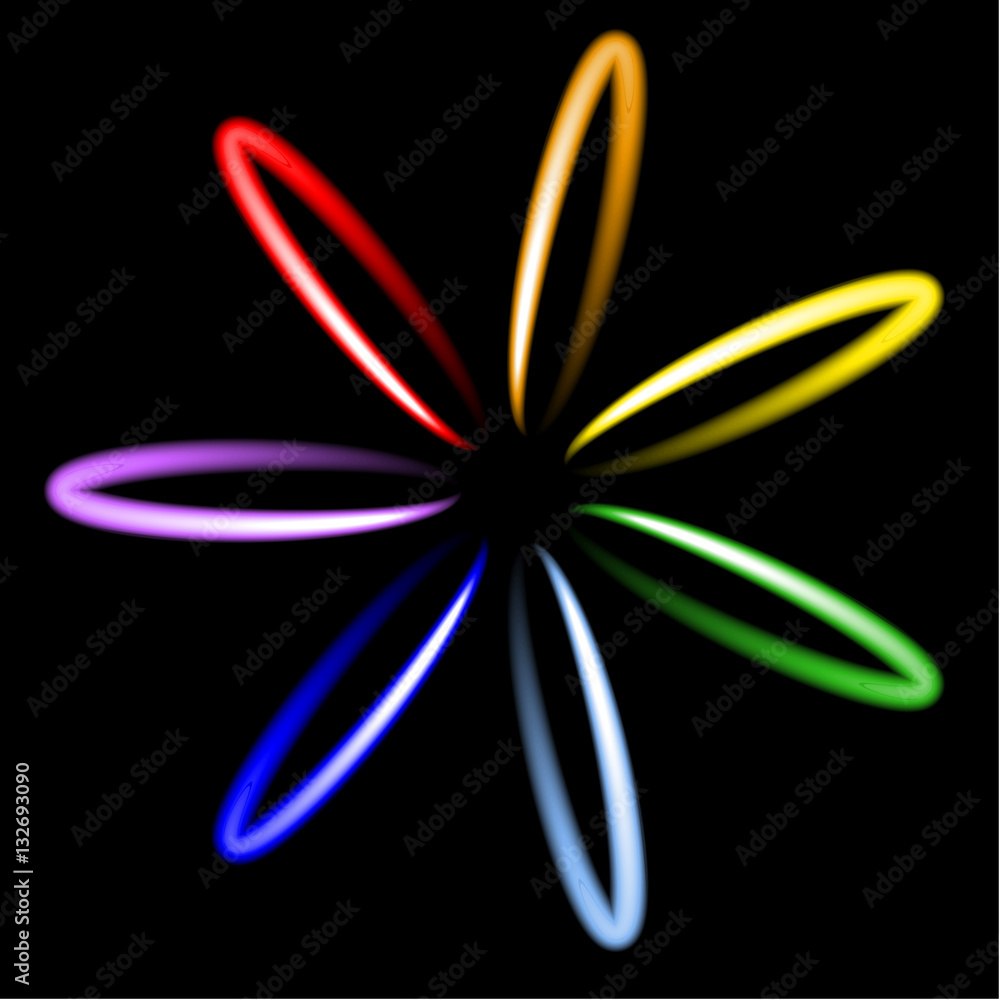 Neon rainbow flower. Vector illustration. Stock Vector | Adobe Stock