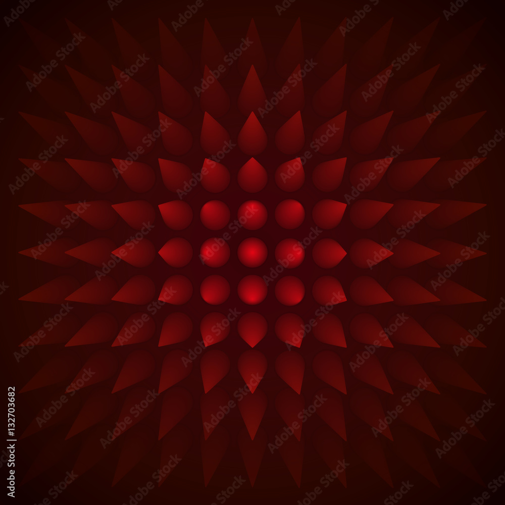 Volume abstract red background, many cones, 3d vector red wallpaper ...