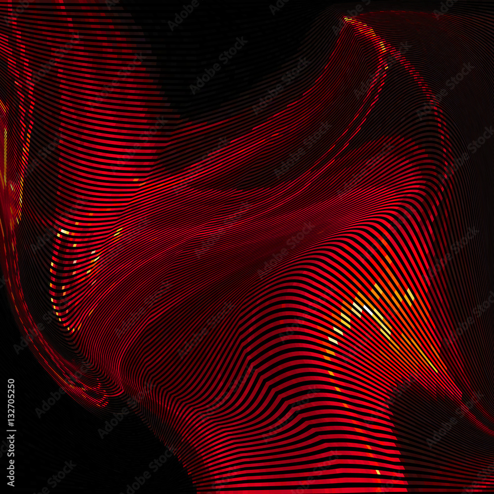 Glitch abstract background with distortion effect, random wave red lines for design concepts ...