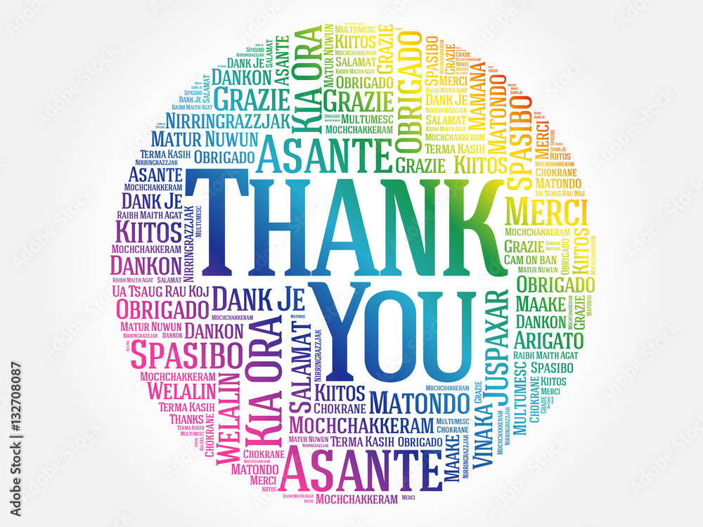 Thank You Word Cloud background, all languages, multilingual for ...