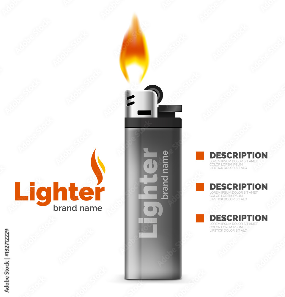 Vector lighter ad template with orange blaze Stock Vector | Adobe Stock