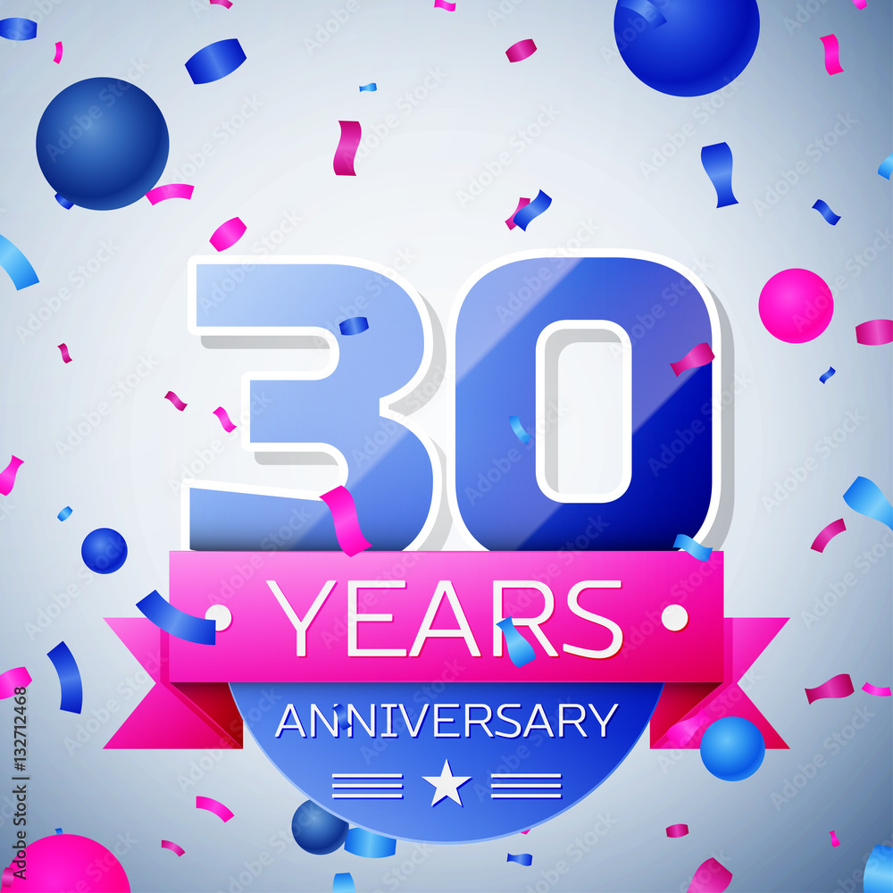 Thirty years anniversary celebration on grey background. Anniversary ...