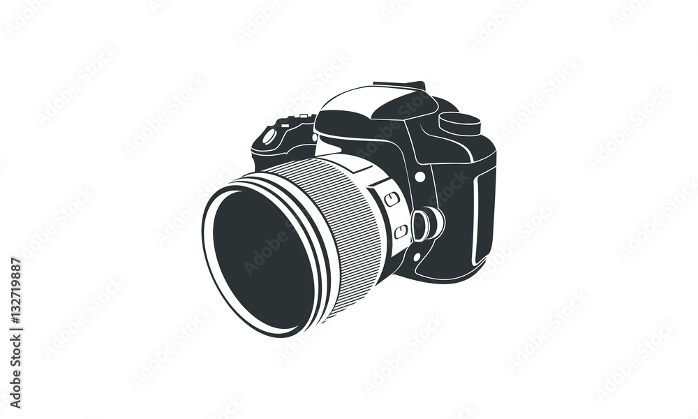 Vector flat style illustration of camera Stock Vector | Adobe Stock