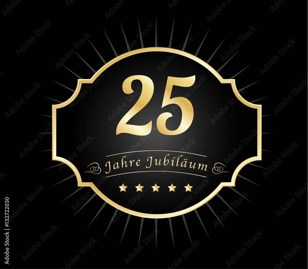 25 Jahre Jubilaeum gold Stock-Vektorgrafik | Adobe Stock