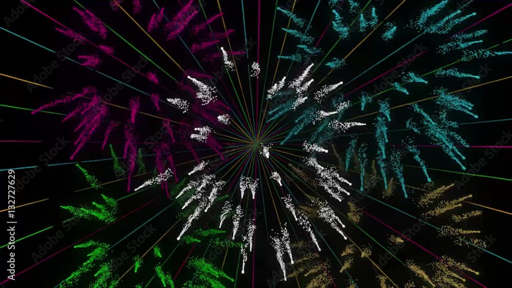 Colorful Sunburst with Fireworks Motion Graphic Stock Video | Adobe Stock