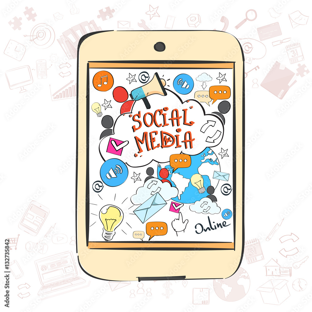 Social Media Drawn As People