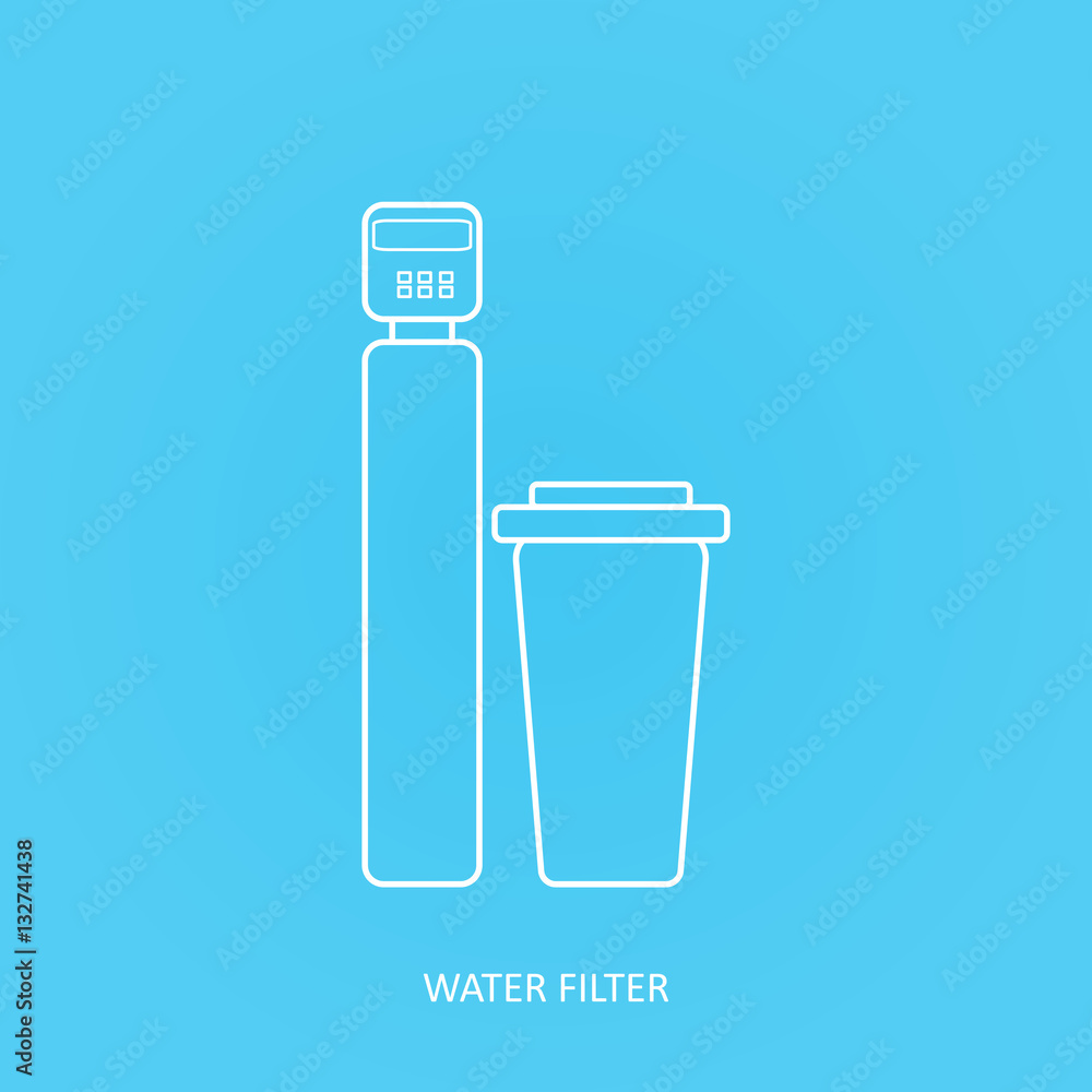Tap water filter icon.. Drink and home water purification filters ...