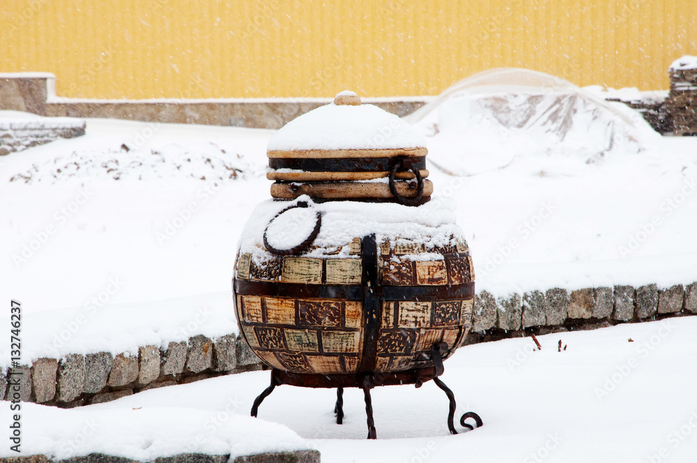 Tandyr in winter Stock Photo | Adobe Stock